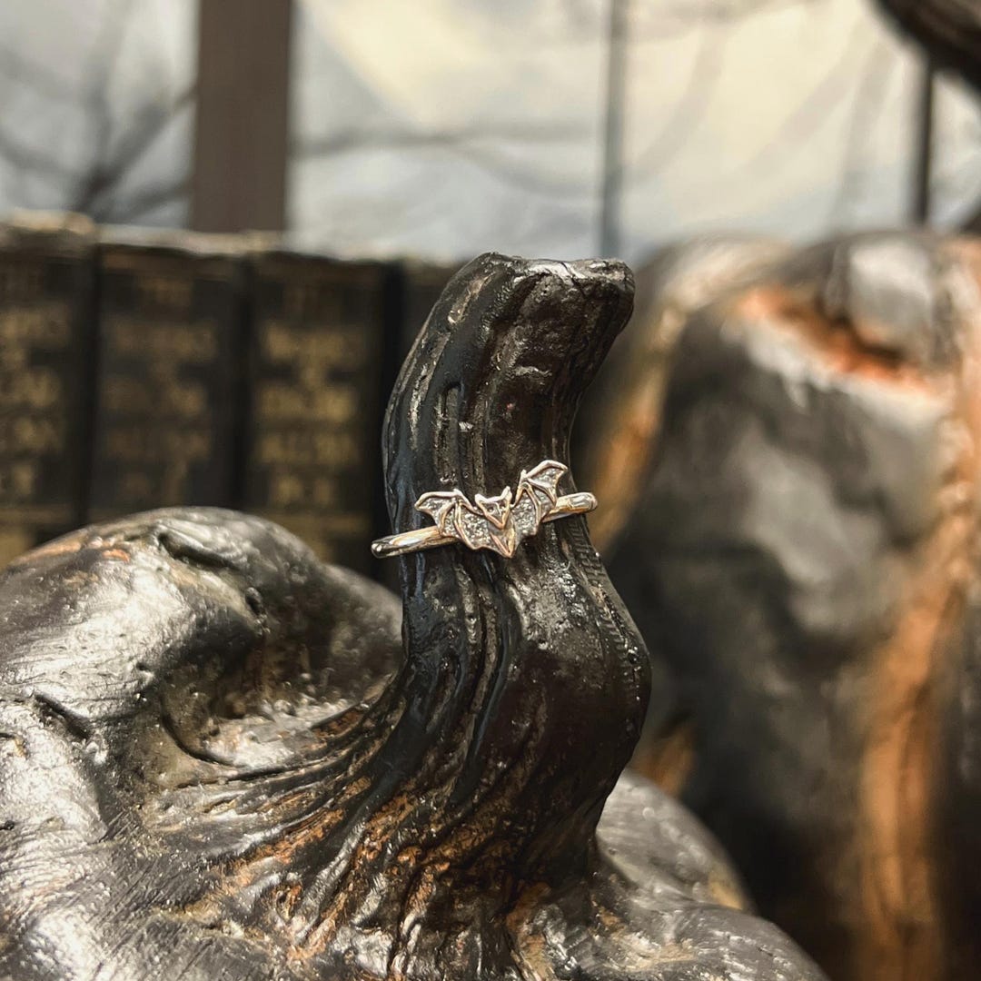 Halloween Bat Ring, Sterling Silver - Etsy