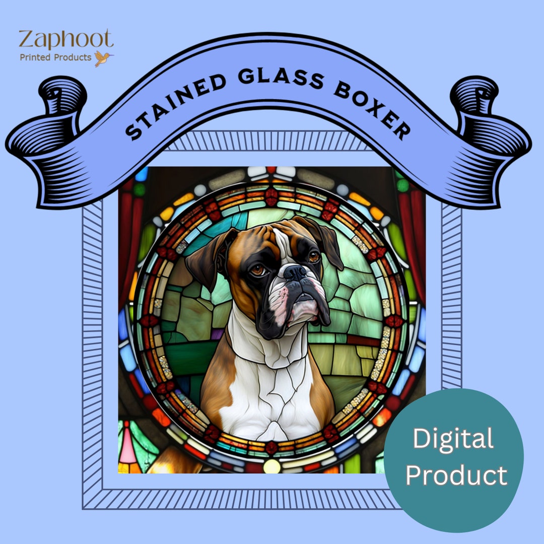 Boxer Dog in Stained Glass Print Includes Bonus 10 Pages Boxer Puppy ...