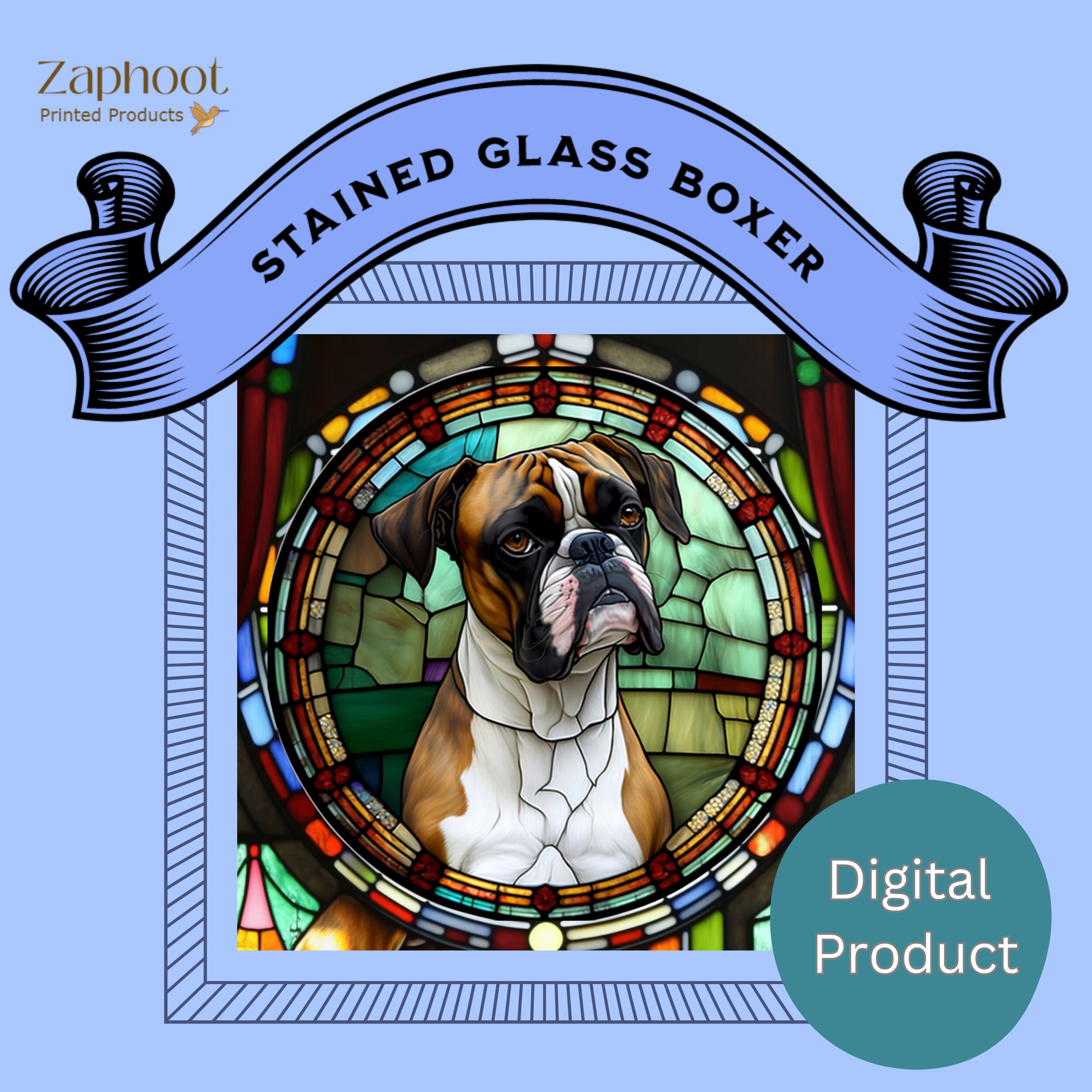 Boxer Dog in Stained Glass Print Includes Bonus 10 Pages Boxer Puppy ...