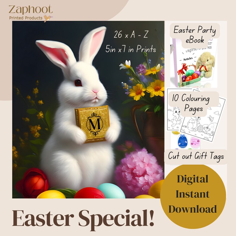 Easter Bundle Special - Instant Digital Download, 26 A-Z Prints 5"x7 ...