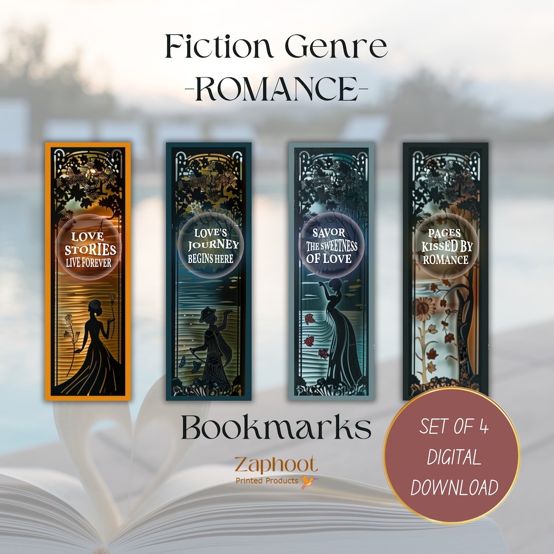 Romance Bookmarks No 3 Printable Download, Set of 4 Bookmarks in JPG ...
