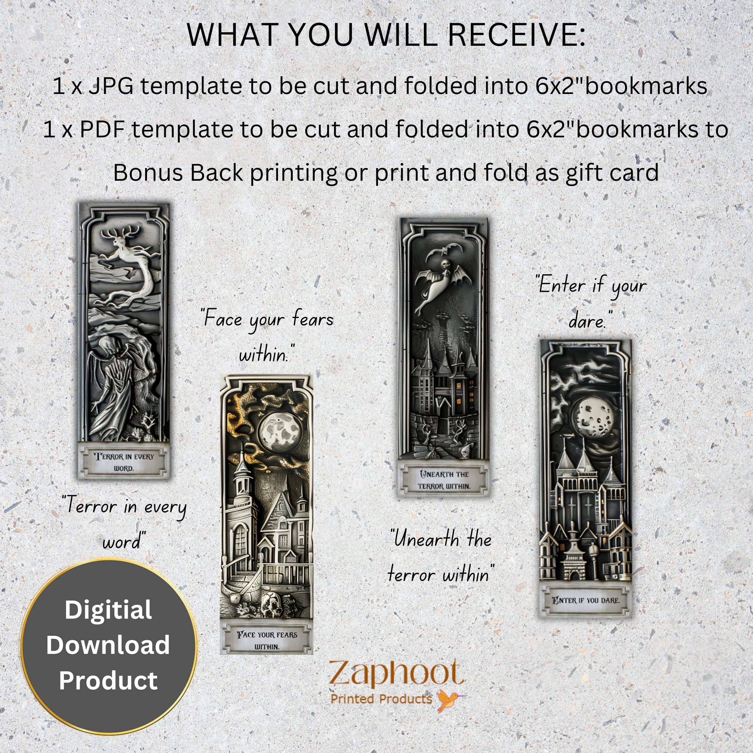 3D Horror Bookmarks: Gothic Style, Set of 4 (printable Download) - Etsy