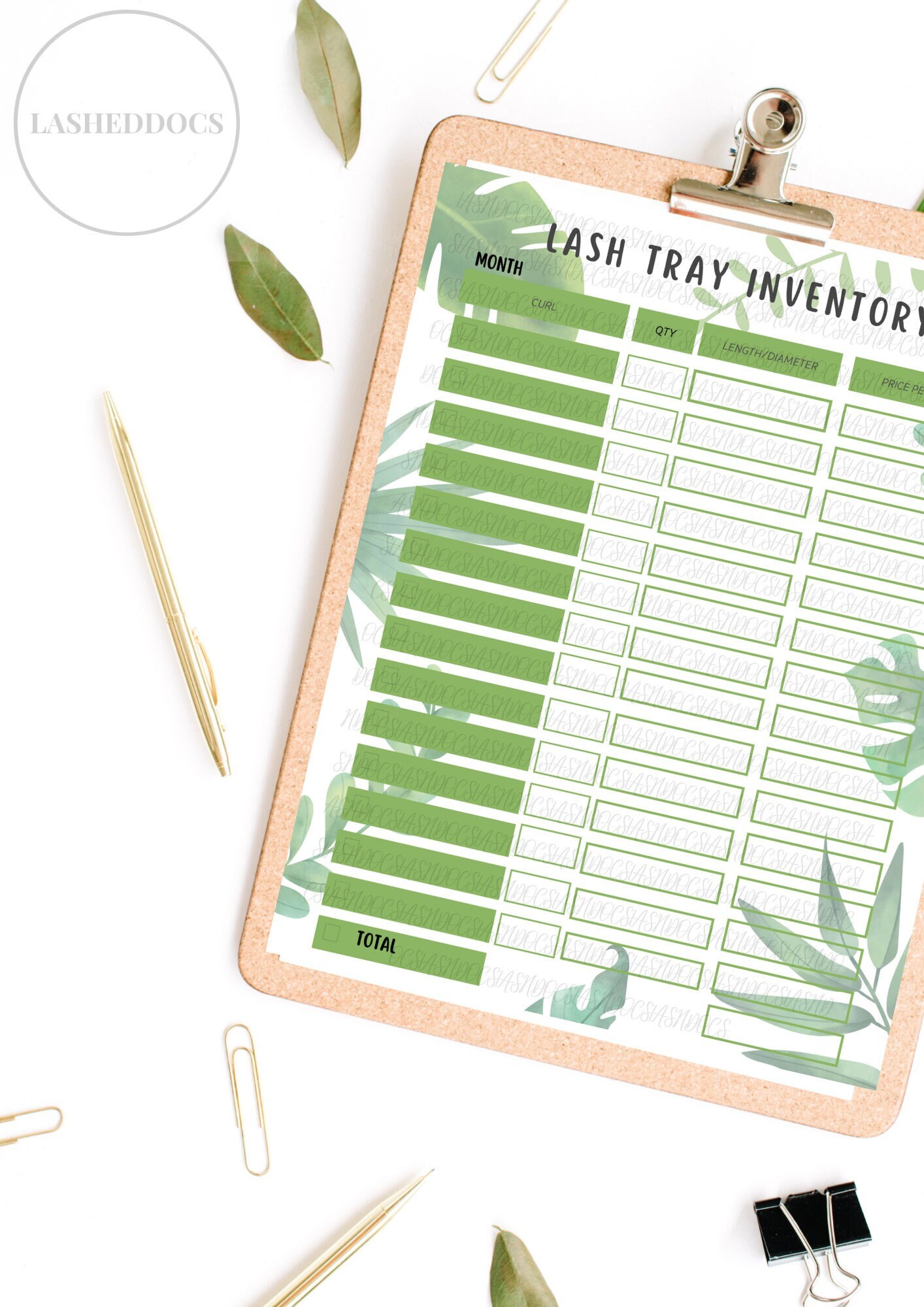 Lash Tray Inventory List, Lash Supply List, Lash Supplies, Lash Checklist, Inventory List, Lash ...