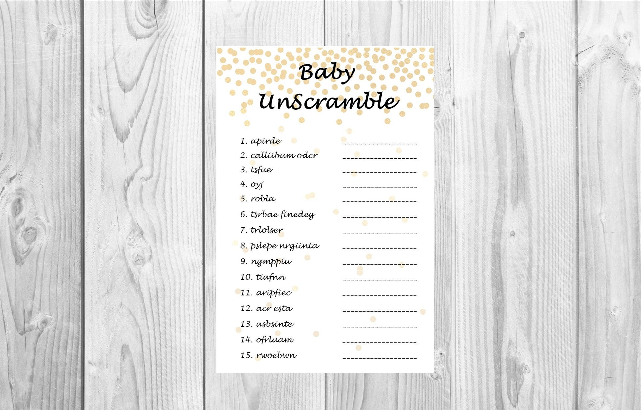 Baby Unscramble Baby Shower Game Gold Pink and Blue Dot - Etsy Australia