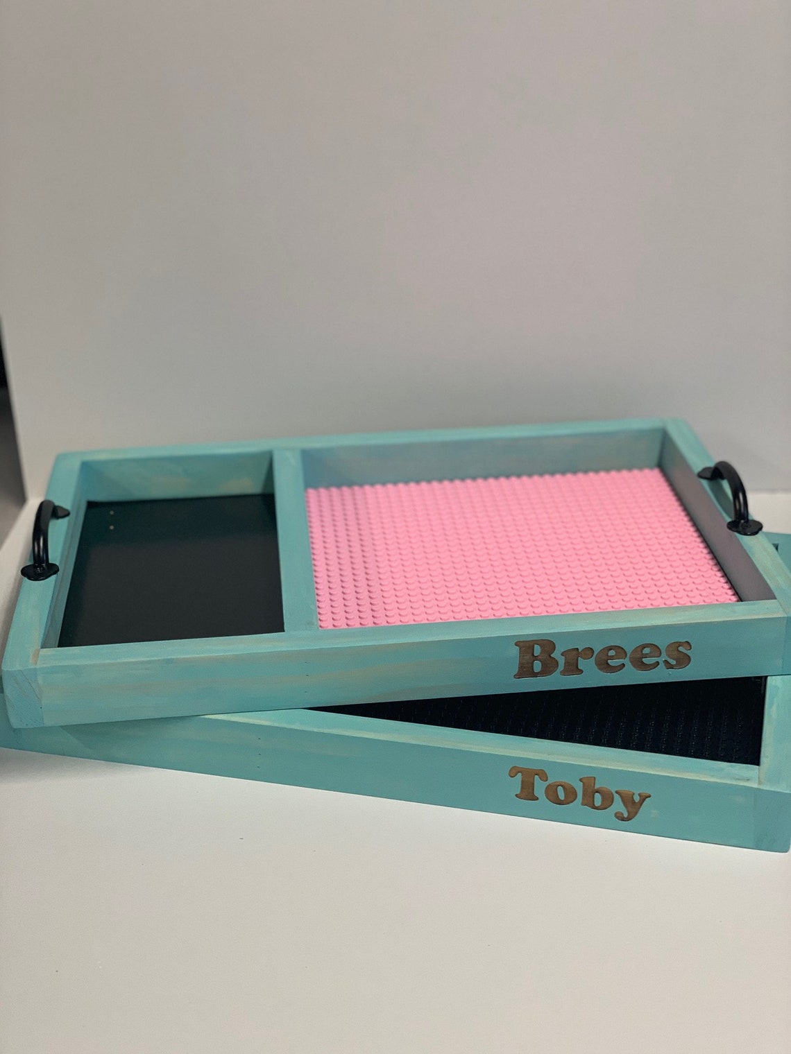 Building Block Tray W/side Tray and Chalk Board-handcrafted - Etsy