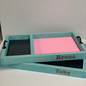 Building Block Tray W/side Tray and Chalk Board-handcrafted Wooden 16 X ...