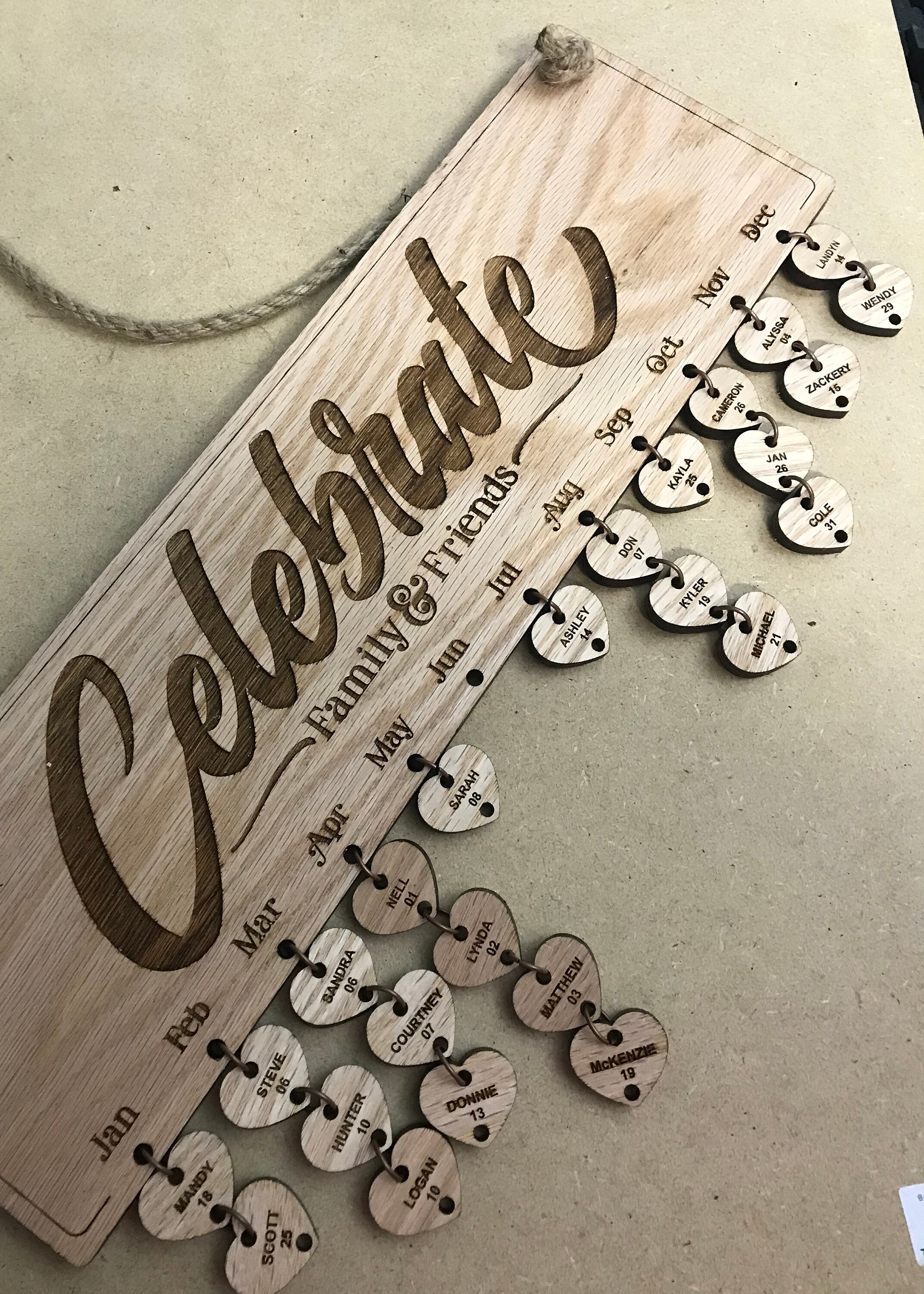 Custom Wood Engraved Calendars for Family and Friends | Etsy