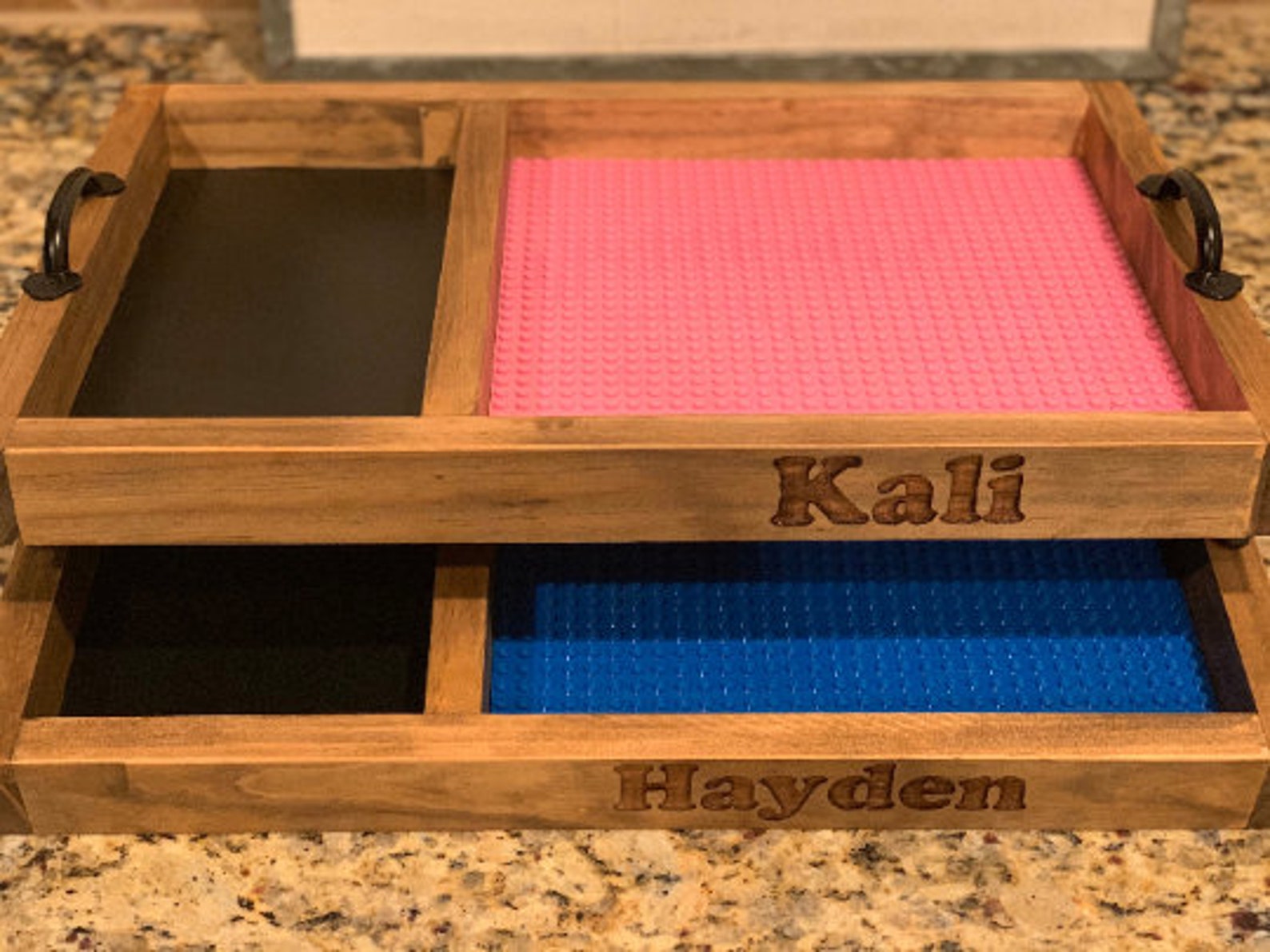 Building Block Tray W/side Tray and Chalk Board-handcrafted - Etsy