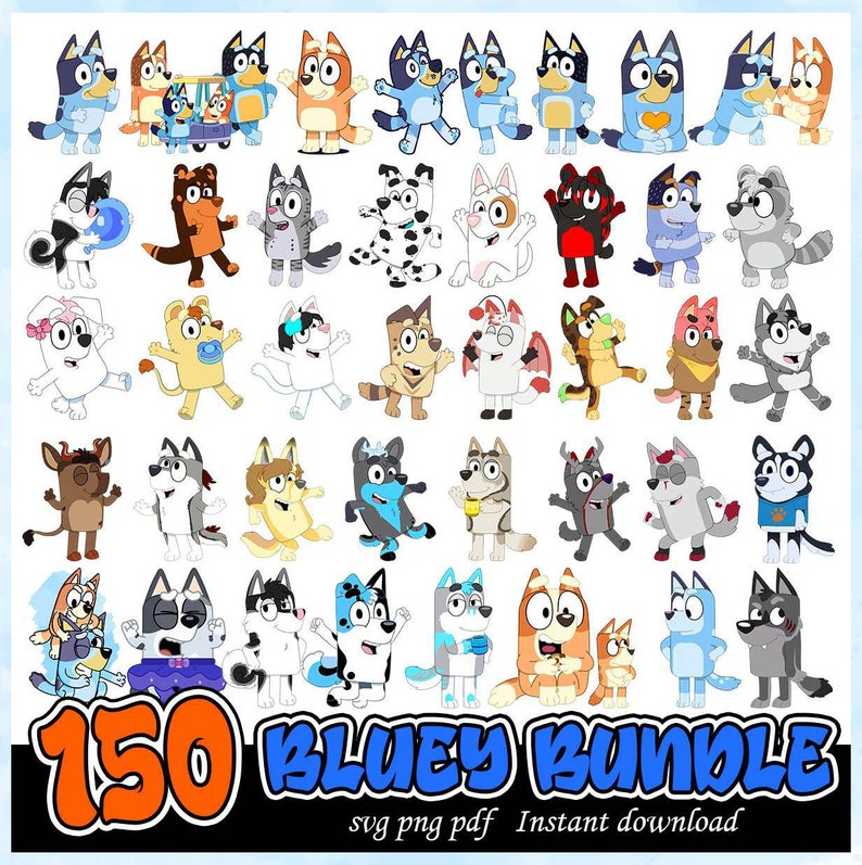 Bluey Bundle, Bluey Cut Files for Cricut, Bluey Clipart, Bluuey and ...