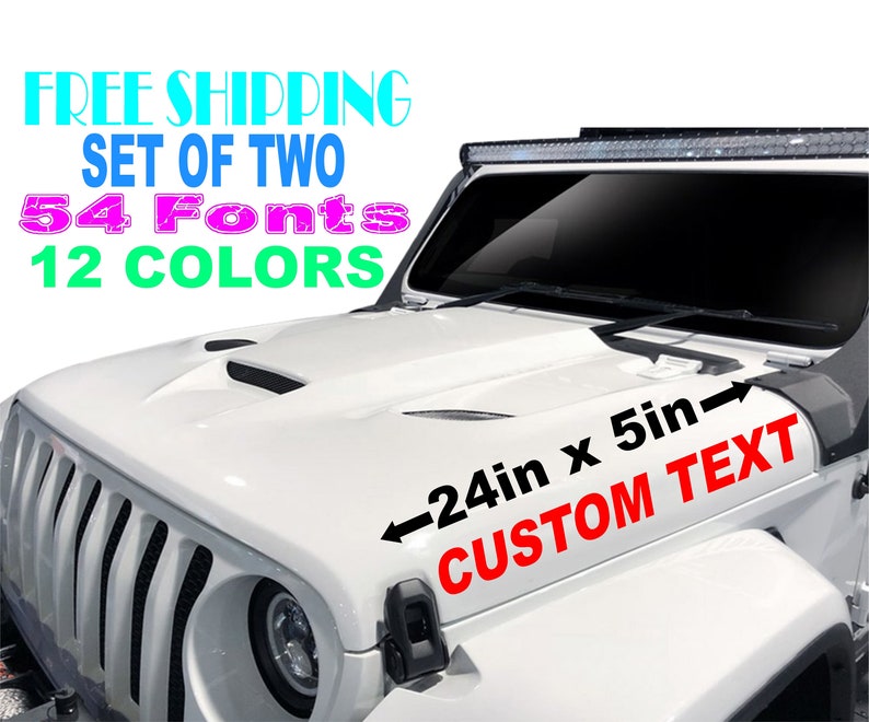 Set of 2 Custom Jeep Hood Name Decal Stickers Vehicle Truck Car ...