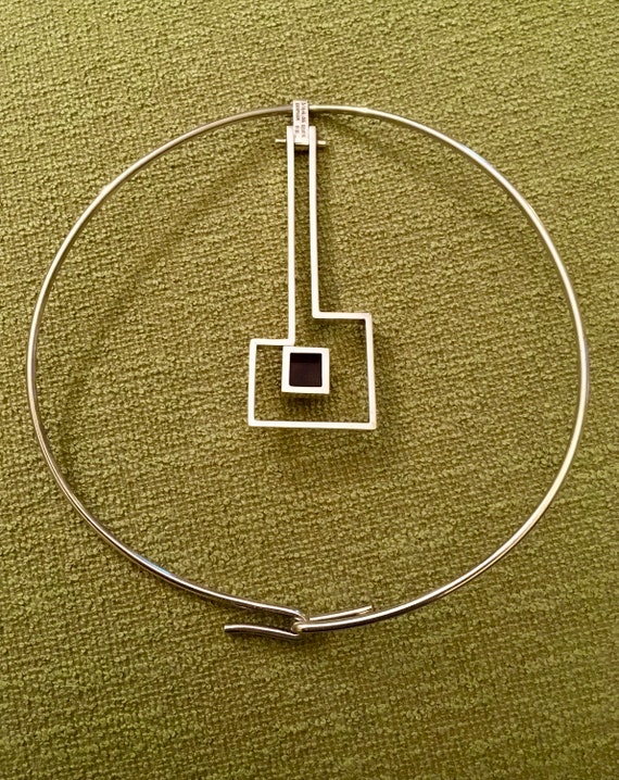 Silver Bent Knudsen Modernist Choker Neck Ring Amethy… - Gem