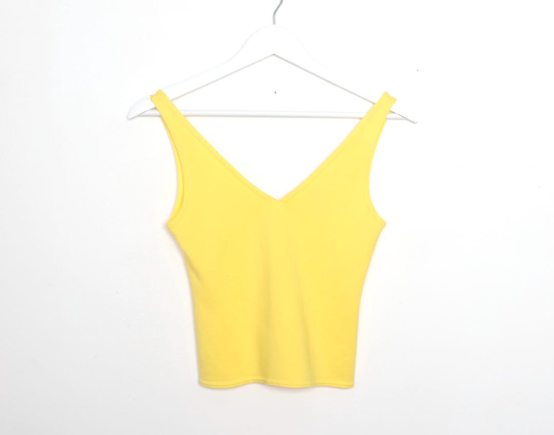 Vintage GOLD Deep V Vintage 1990s 80s Women's CROP Top Tank Top -- Size ...