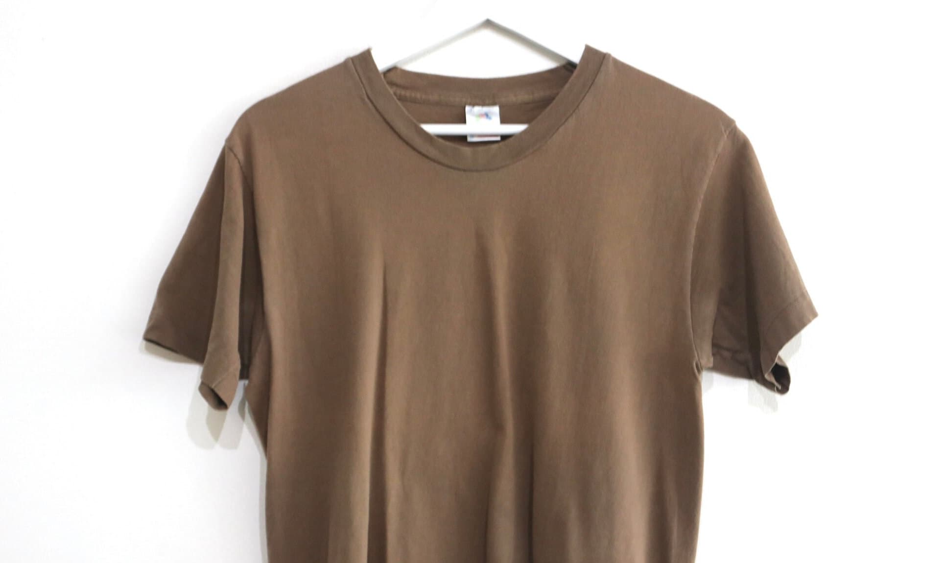 Vintage BROWN Plain Thin and Soft Vintage 70s 1980s Army Style T-shirt ...