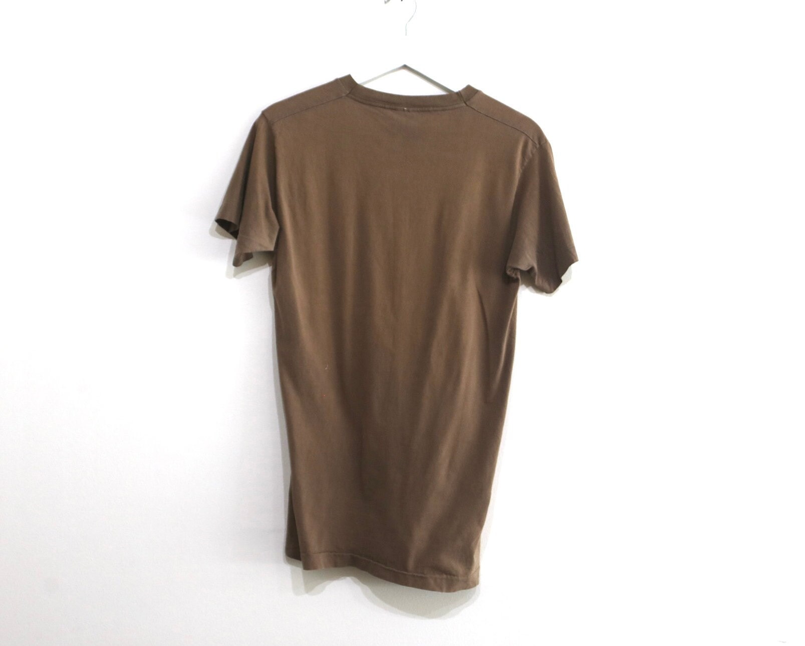 Vintage BROWN Plain Thin and Soft Vintage 70s 1980s Army Style T-shirt ...