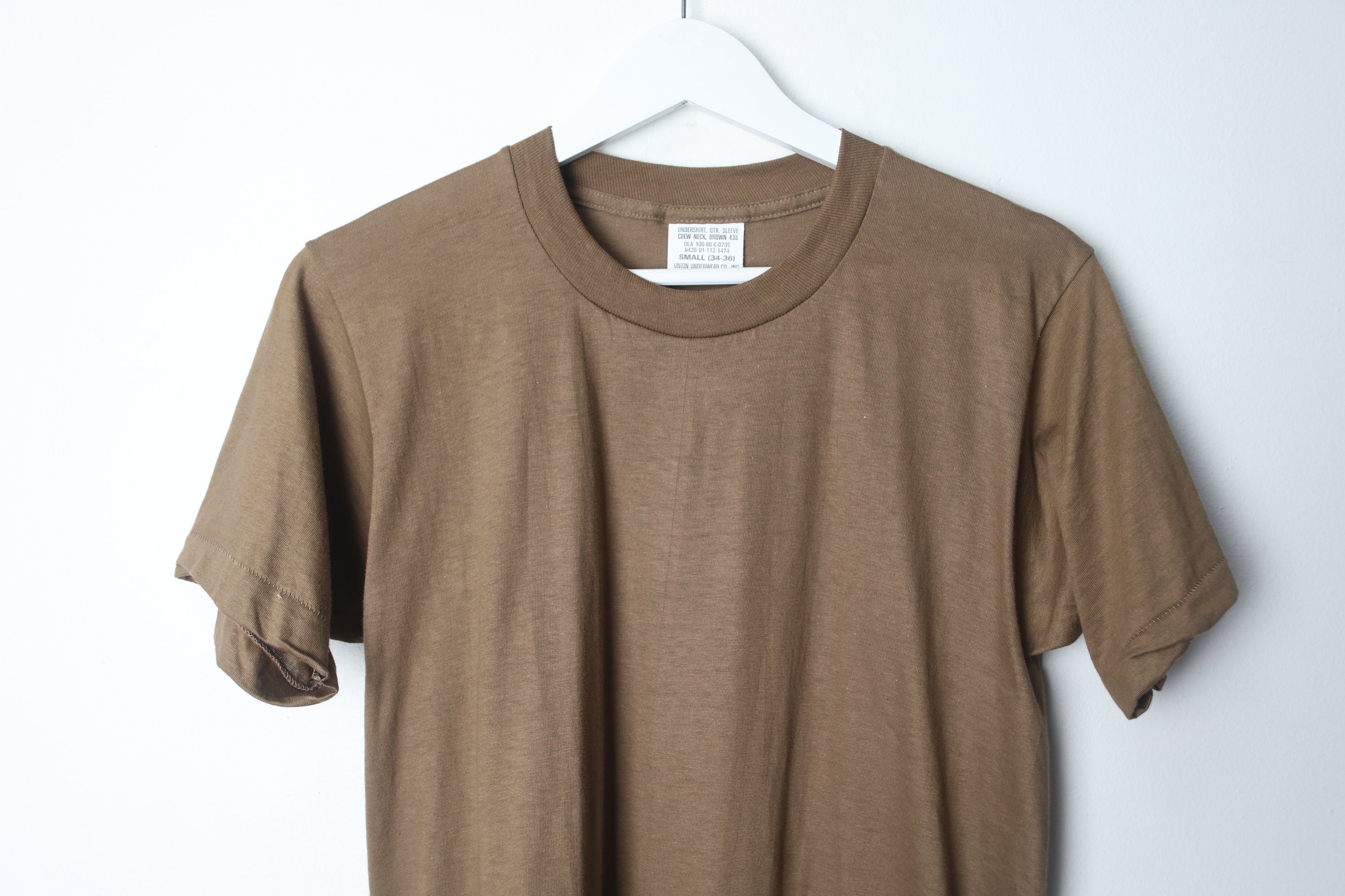 Vintage BROWN Plain Thin and Soft Vintage 70s 1980s Army Style T-shirt ...