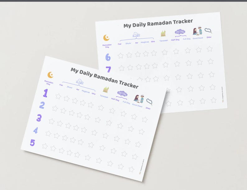 Ramadan Kids Daily Tracker Printable | 30 Day Islamic Habit Tracker ...