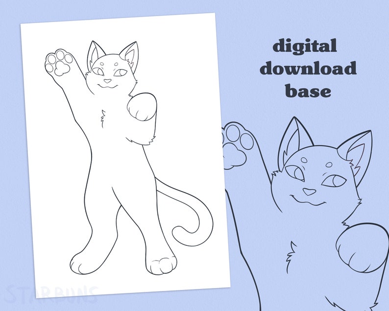 Cute Stretching Cat Base - Furry Coloring Page - for Refs & Adopts - Etsy