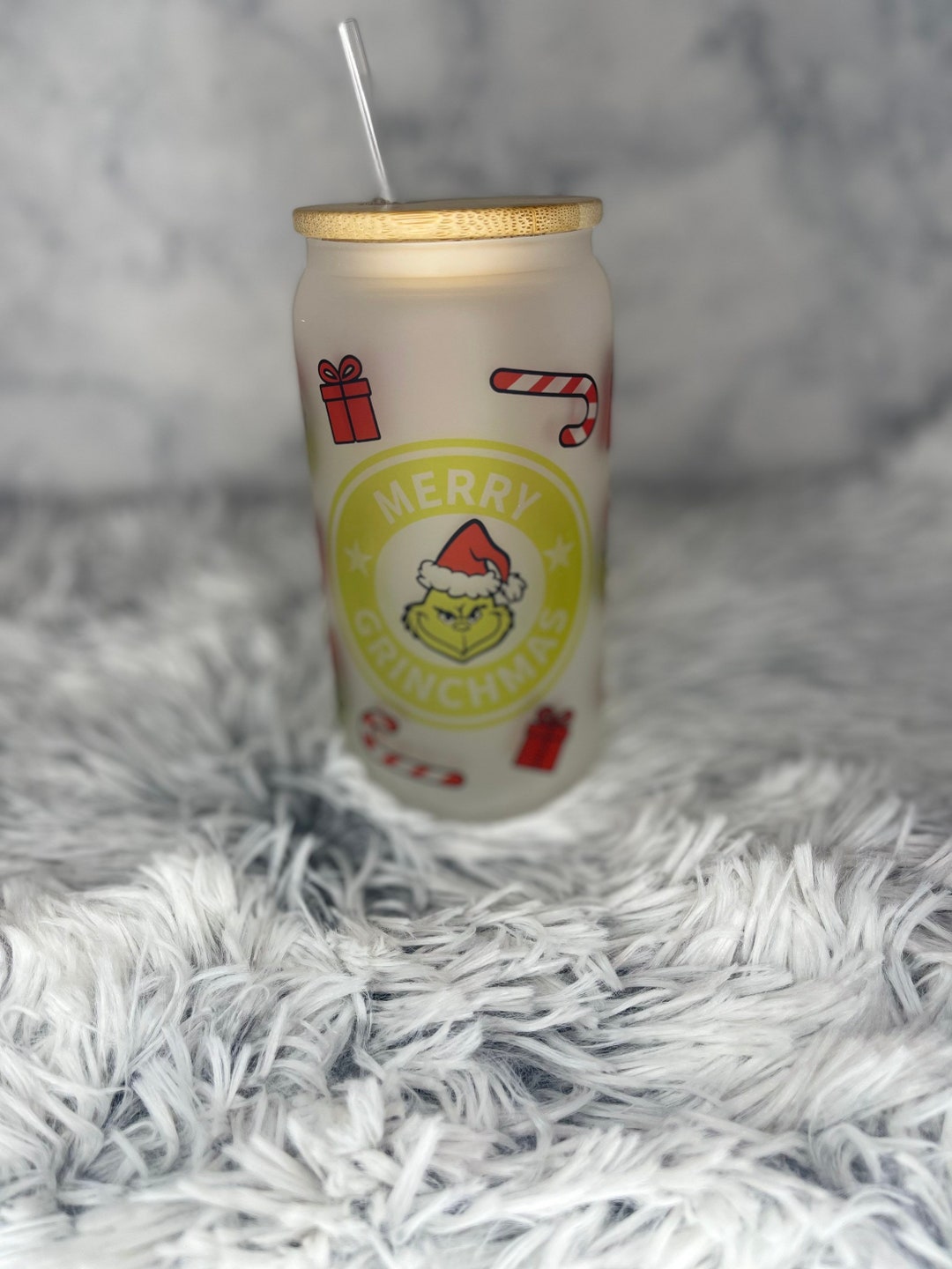 Grinch Beer Can Glass Gift Christmas grinch Grinch - Etsy