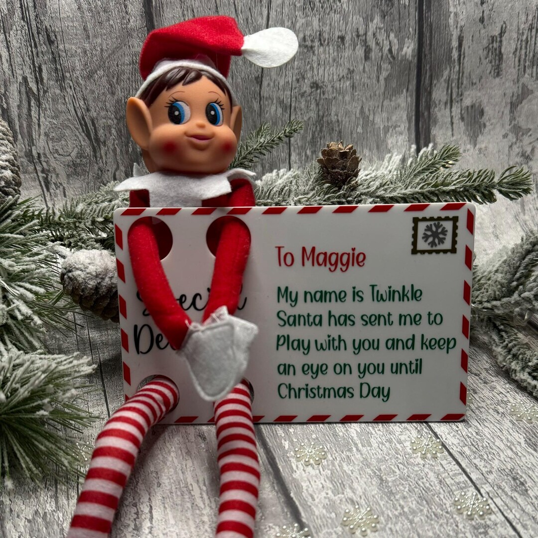 Personalised Christmas Elf on the Shelf Arrival Postcard Acrylic ...