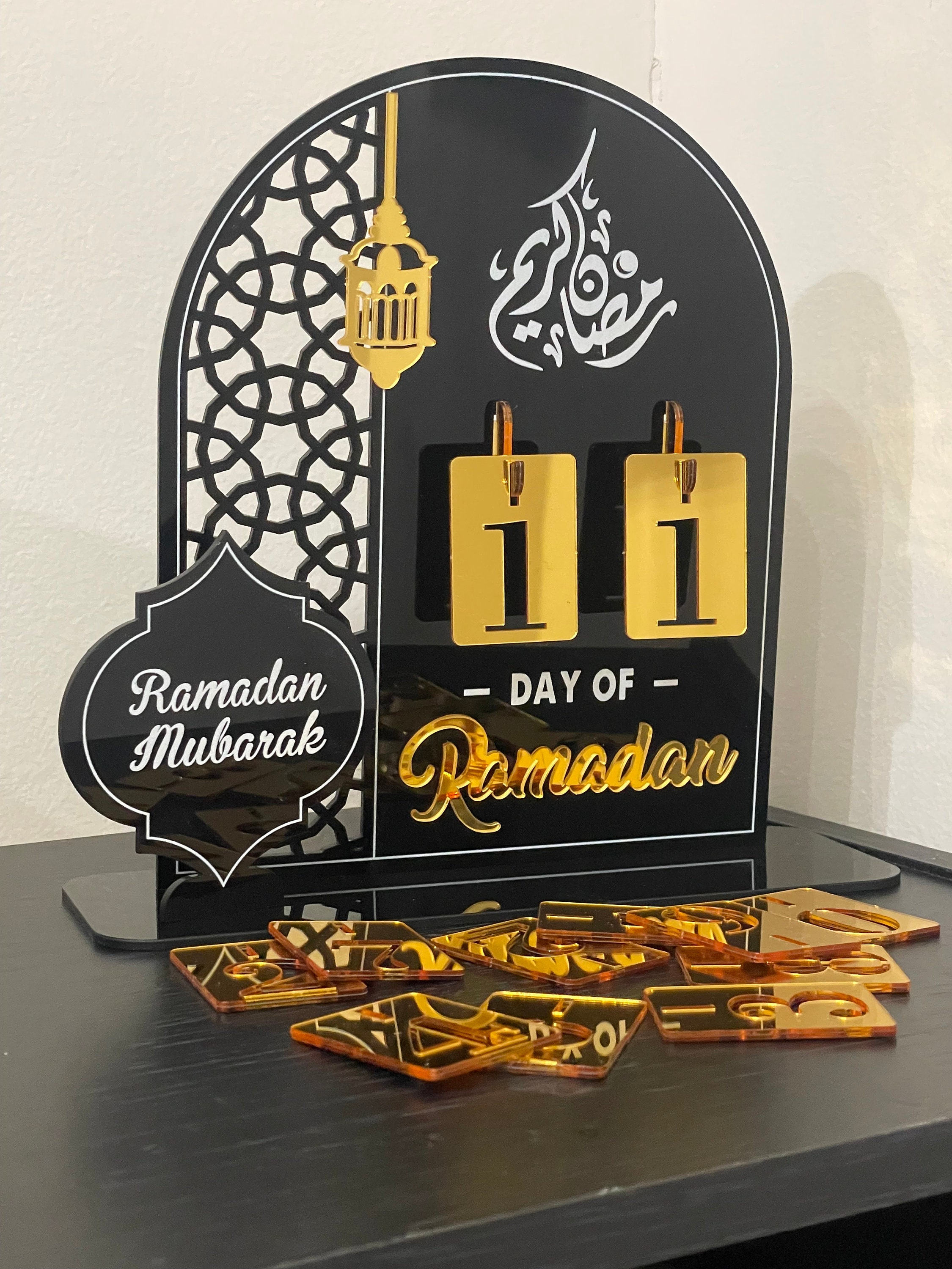 Black and Gold Acrylic Ramadan Calendar, Ramadan Mubarak Decor, Gifts ...