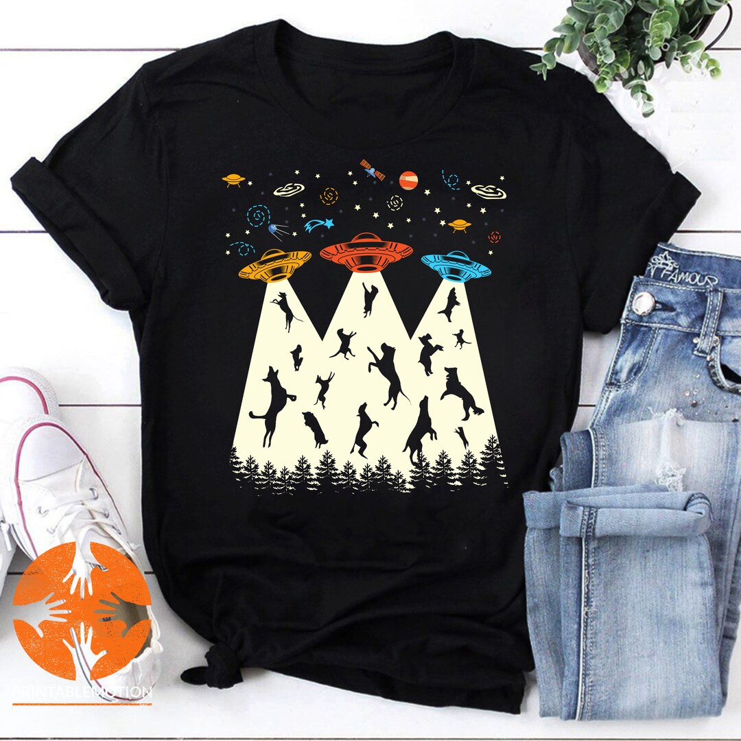 Vintage Dog Alien Abduction Shirt Retro Ufo Funny Dogs Vintage T-shirt ...