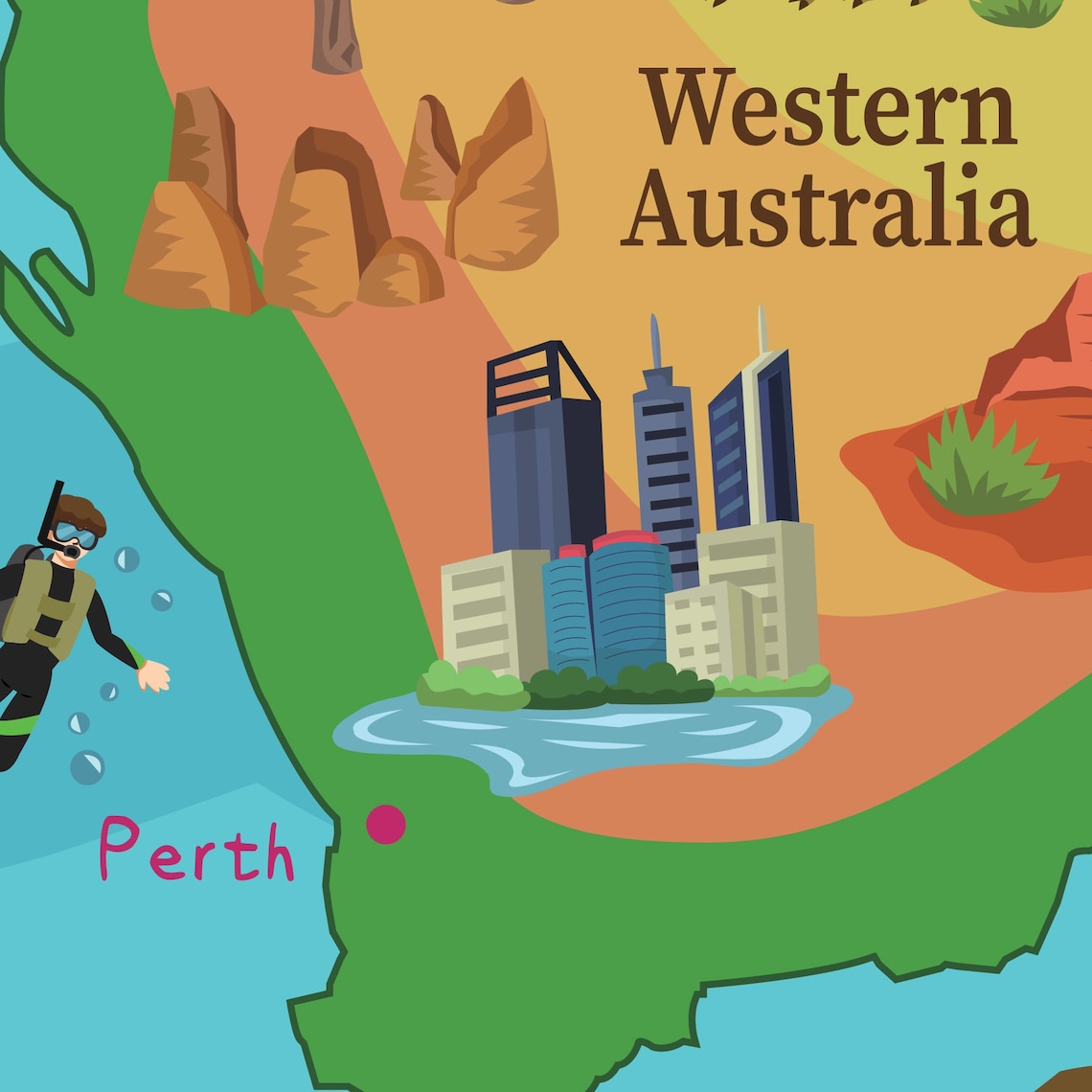 Australia Map Kids Removable Fabric Wall Stickers / Decals - Etsy