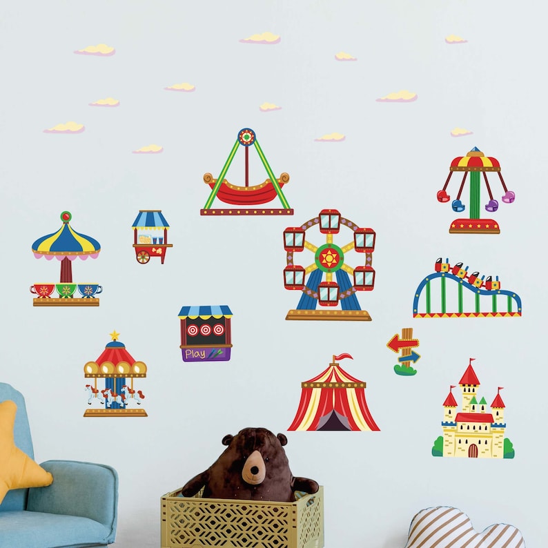 Amusement Theme Park Removable Fabric Wall Stickers / Decals With ...