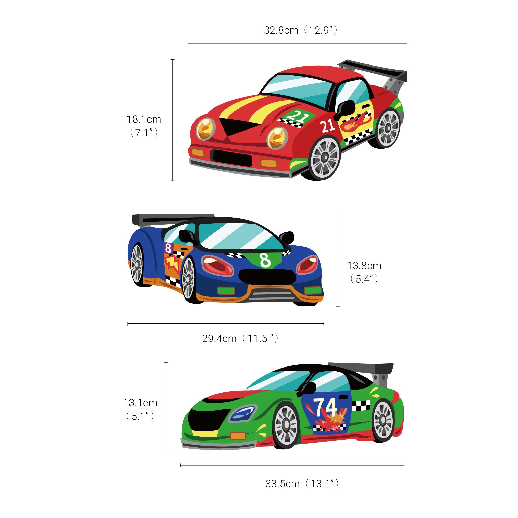 Racing Cars Removable Fabric Wall Stickers / Decals With - Etsy