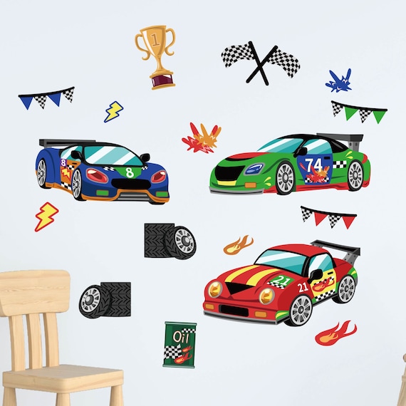 Racing Cars Removable Fabric Wall Stickers / Decals with | Etsy
