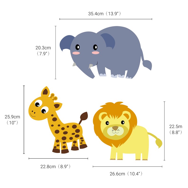 Jungle Animals Removable Fabric Wall Stickers / Decals With Lion ...