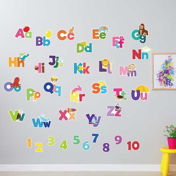Alphabets & Numbers Removable Fabric Wall Stickers / Decals - Etsy