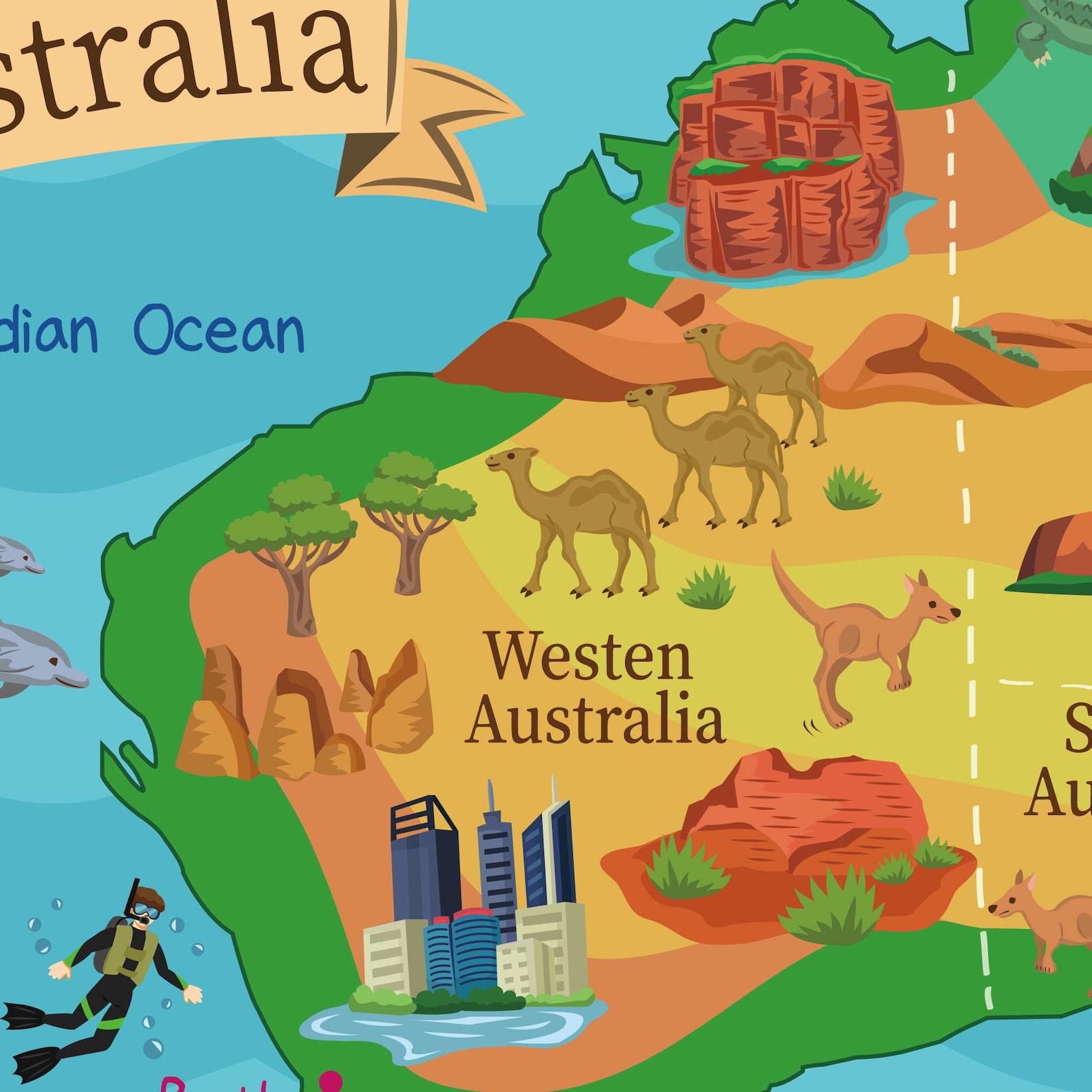 Australia Map Kids Removable Fabric Wall Stickers / Decals | Etsy