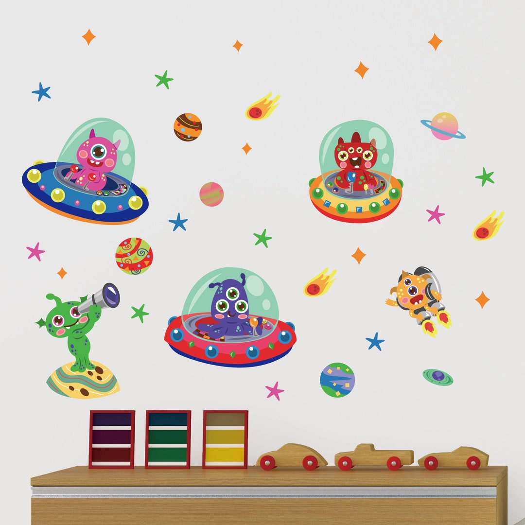 Aliens & UFO Removable Wall Fabric Wall Stickers / Decals, Planets, ET ...