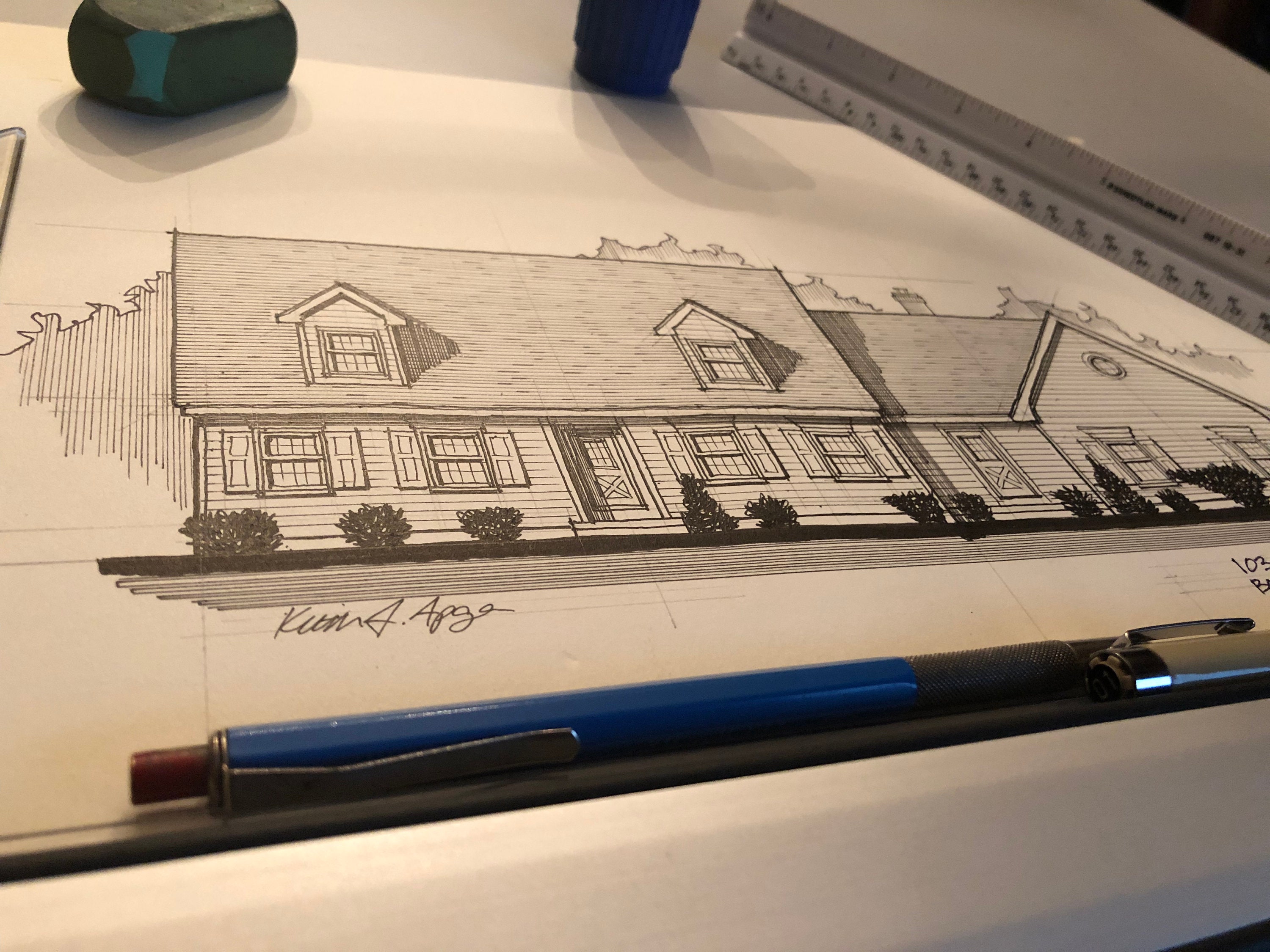 Custom Hand Drawn Architectural House Portrait - Etsy