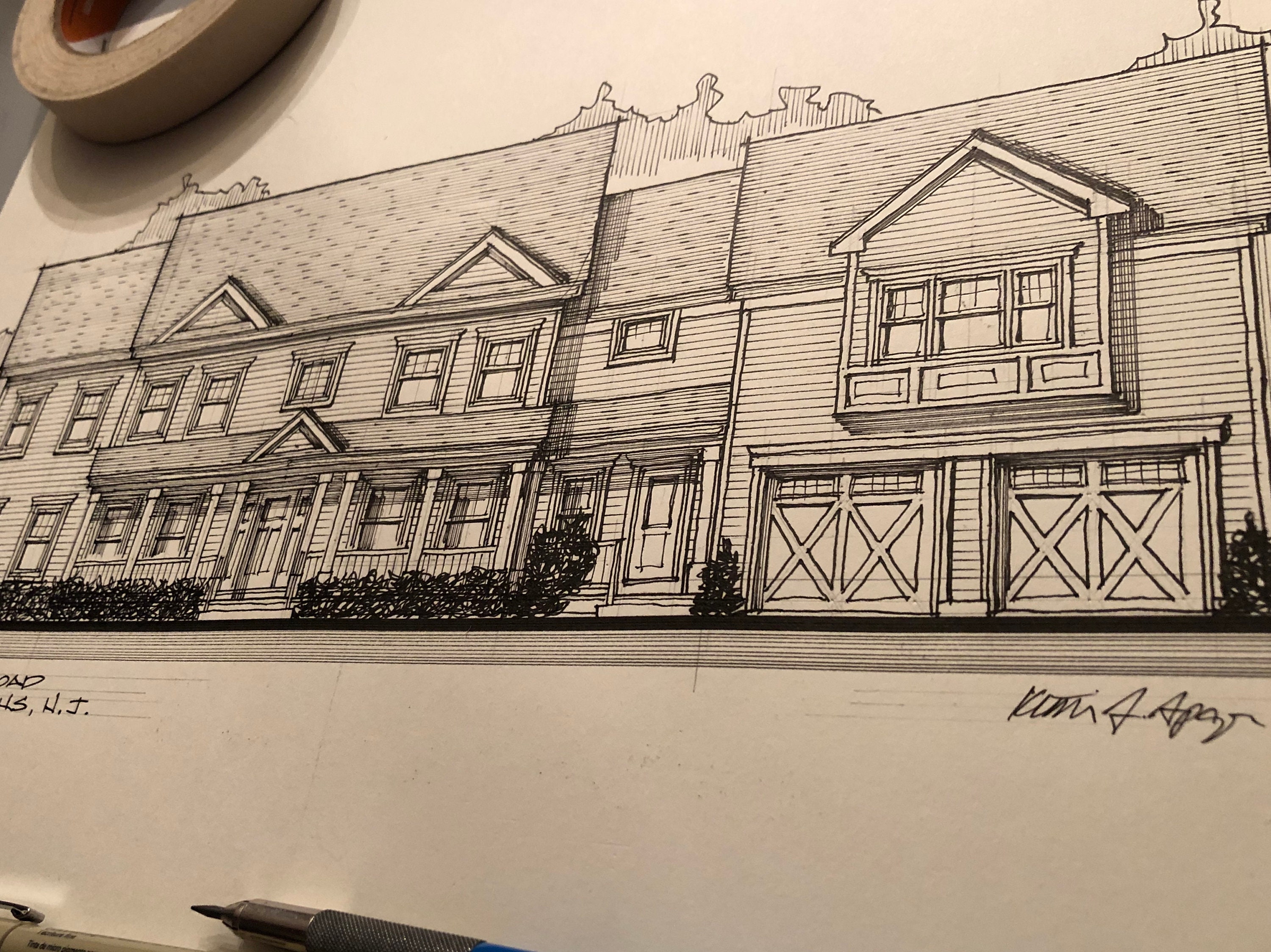 Custom Hand Drawn Architectural House Portrait - Etsy