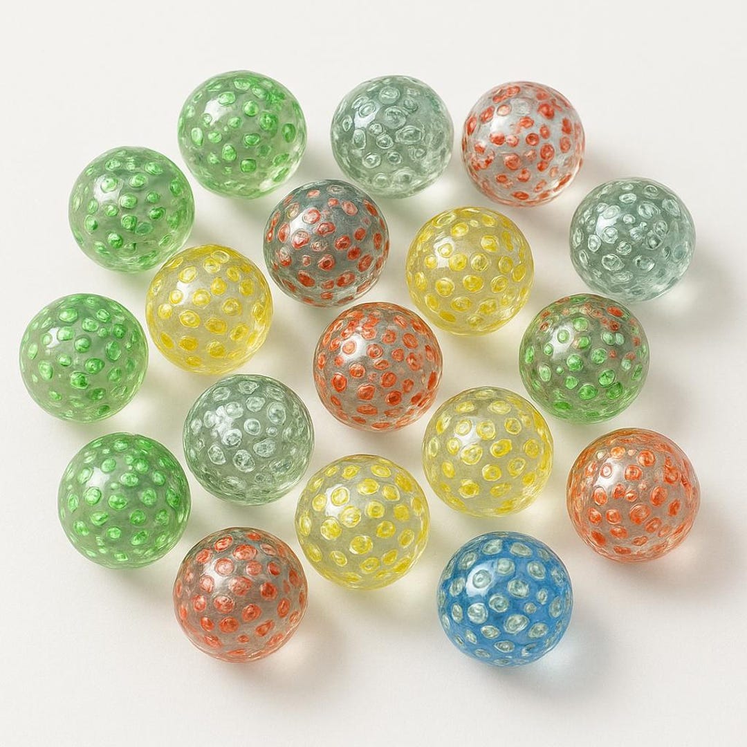 19 Textured Glass Marbles With Frit Mixed Colors Decorative Accent ...