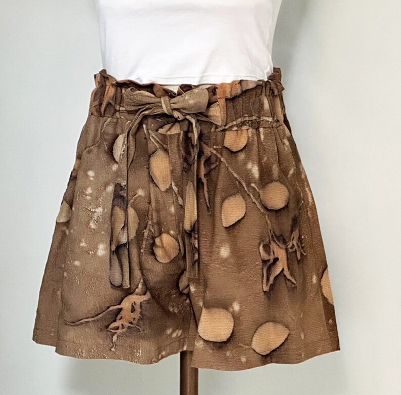 Women's Shorts Natural Dye , Eco Print on Cotton With Eucalyptus Leave ...