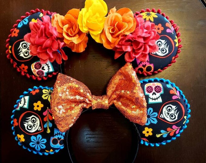 Coco Inspired Mickey Ears/halloween Inspired Mickey Ears/day | Etsy