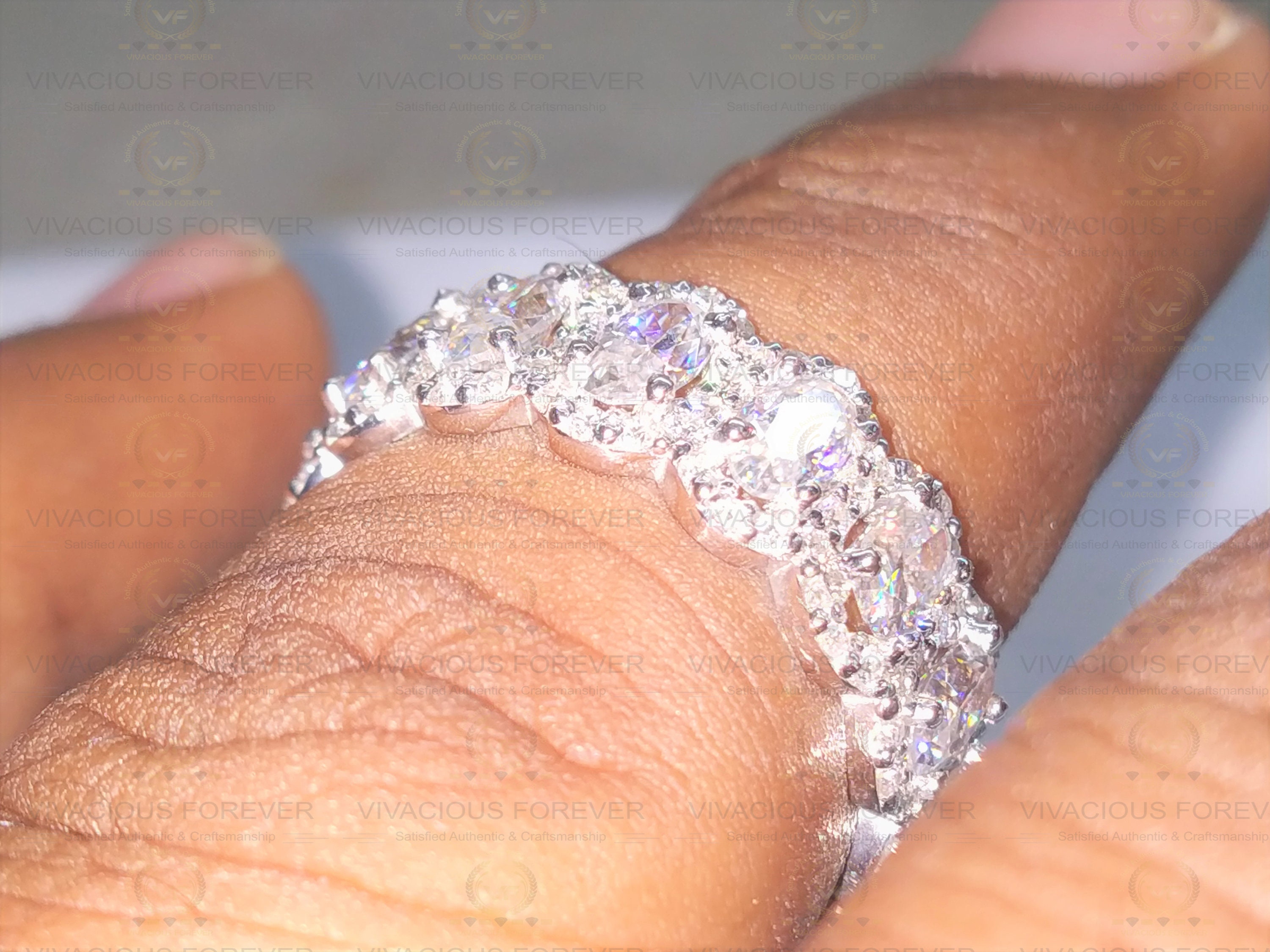 Colorless Moissanite Wedding Band 6.54ct Oval Moissanite | Etsy