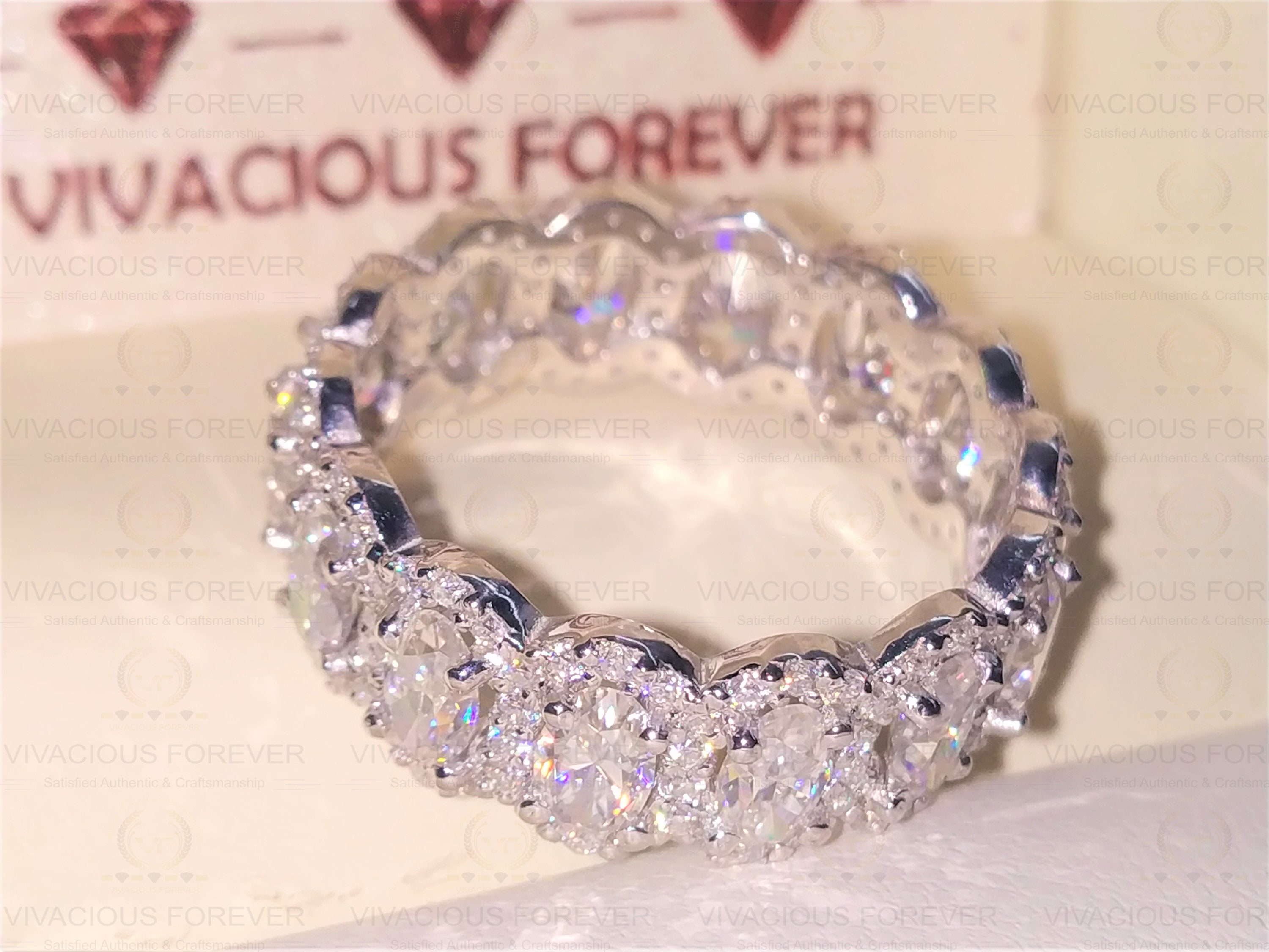 Colorless Moissanite Wedding Band 6.54ct Oval Moissanite | Etsy