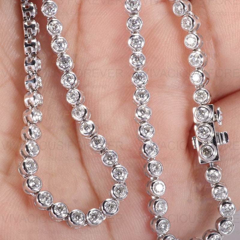 Single Row Moissanite Chain 18 5 MM Round Cut Forever | Etsy