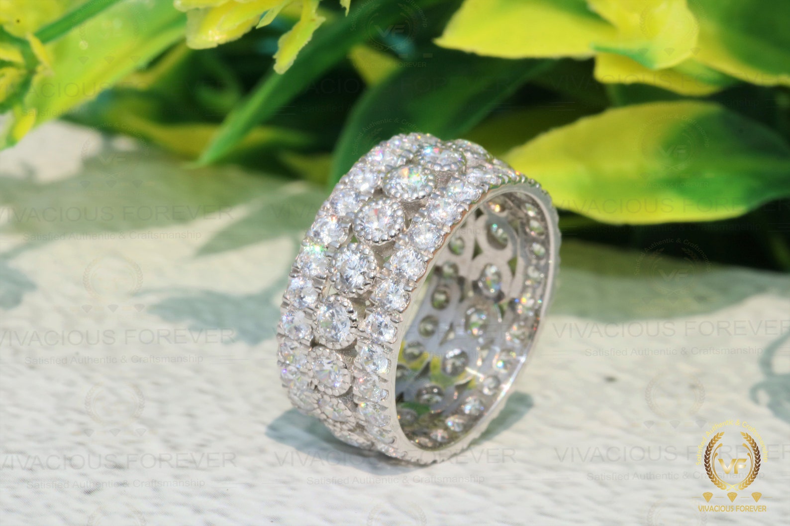 3.18CTW Colorless Row Band Moissanite White Gold Band Thick - Etsy