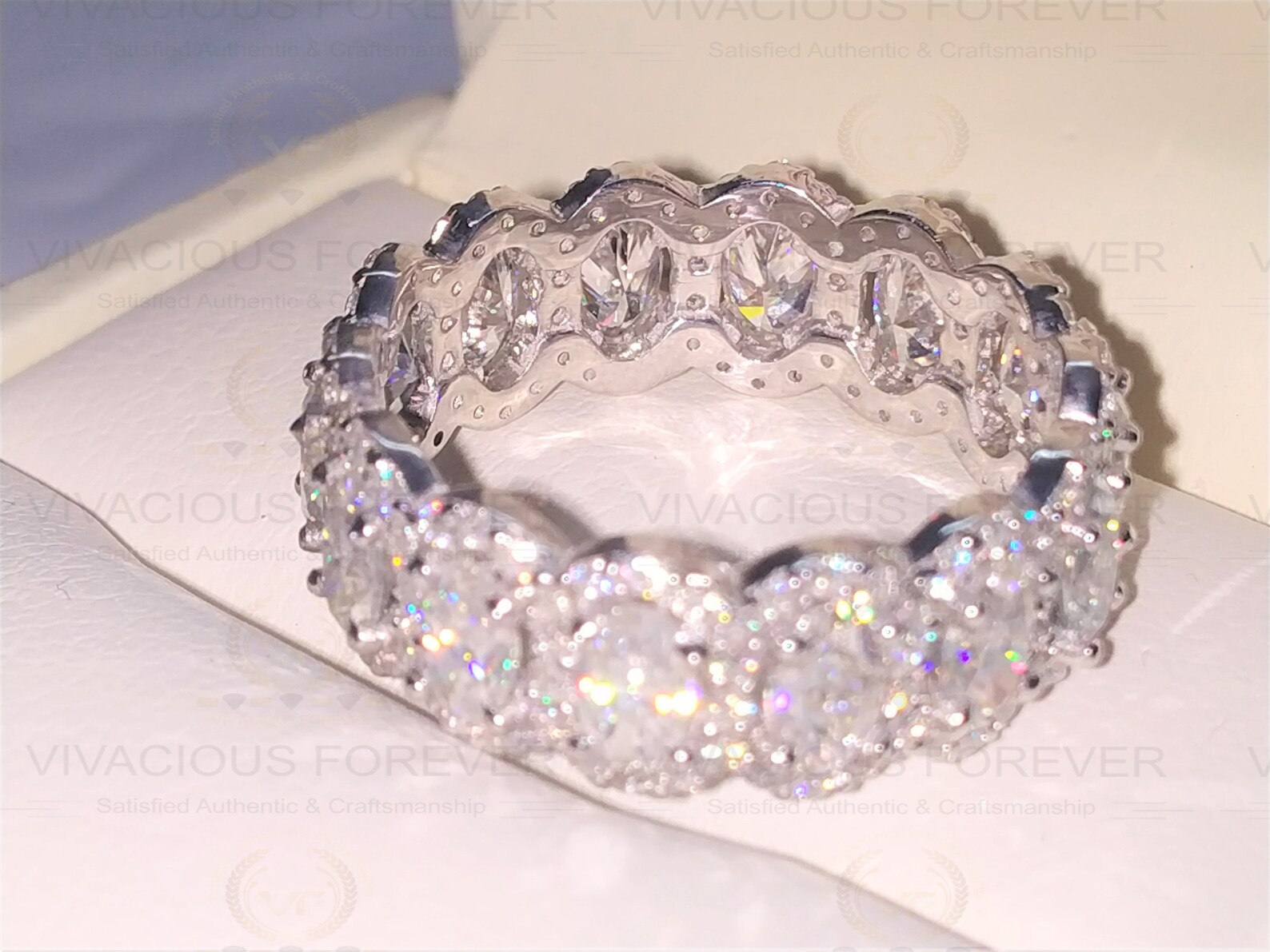 Colorless Moissanite Wedding Band 6.54ct Oval Moissanite | Etsy