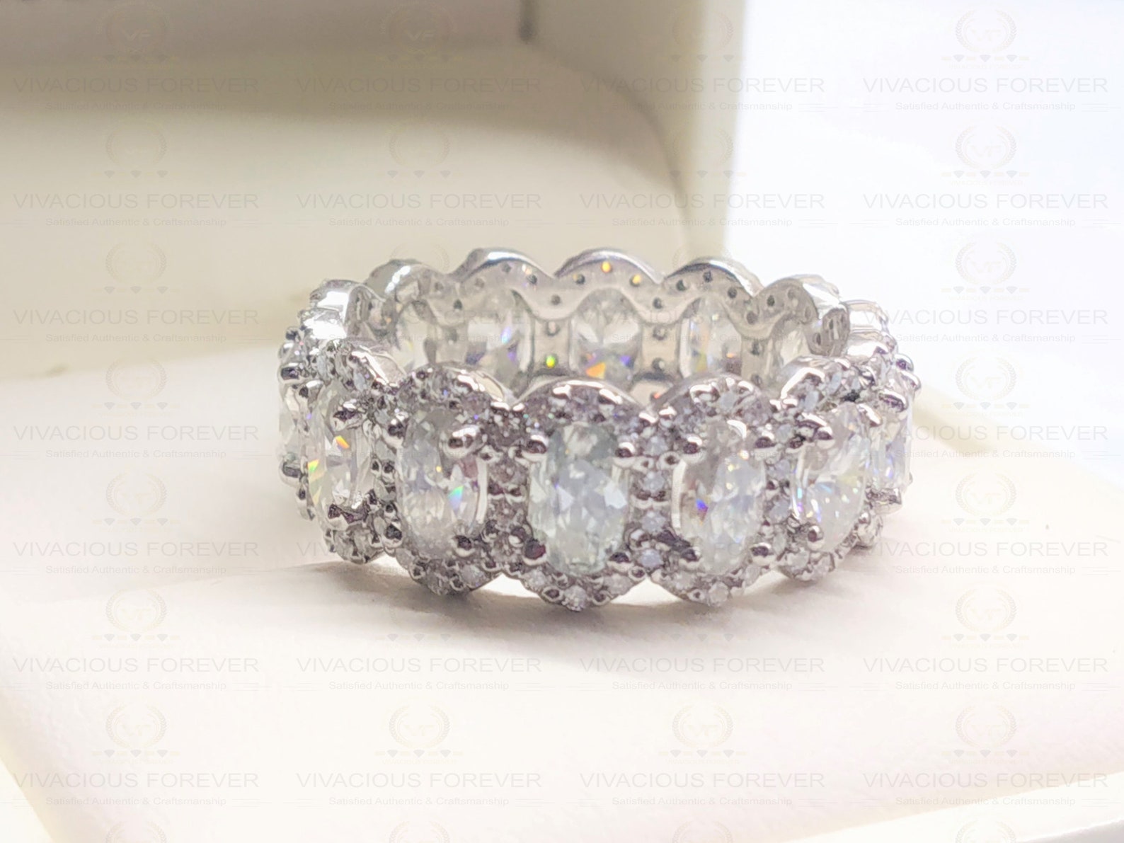 Colorless Moissanite Wedding Band 6.54ct Oval Moissanite | Etsy