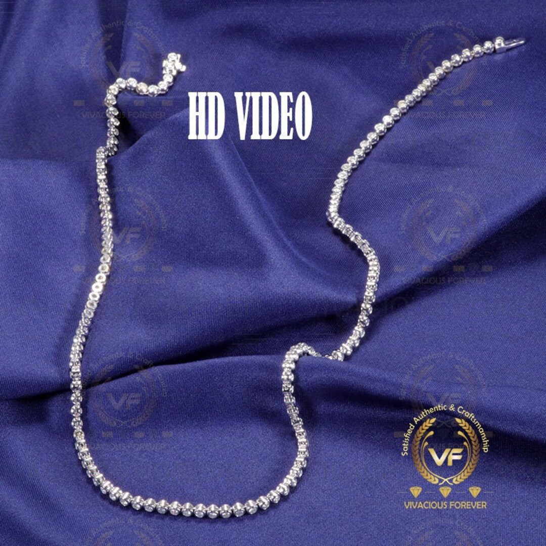 Single Row Moissanite Chain 18 5 MM Round Cut Forever One Moissanite ...