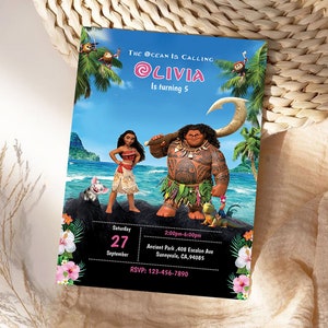 Moana Birthday Invitation Hawaiian Moana Birthday Invite Moana ...