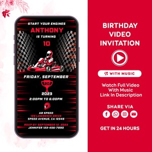 Go Kart Birthday Invitation, Go Kart Invitation, Karting Invitation, Go ...