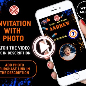 Dart Gun Invitation, Dart Gun Birthday Invitation, Dart Birthday Invite ...