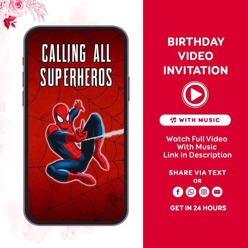 Spiderman Invitation - Etsy