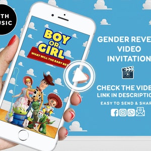 Toy Story Gender Reveal Video Invitation, Gender Reveal Movie Party ...